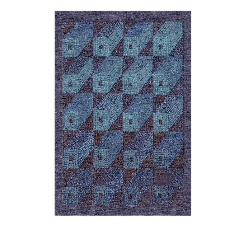Mosaic Blue Rug For Sale at 1stDibs