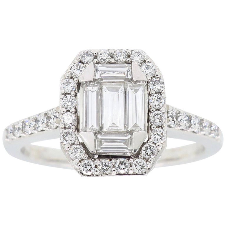 Mosaic Emerald Shaped Diamond Ring at 1stDibs | emerald shaped ...