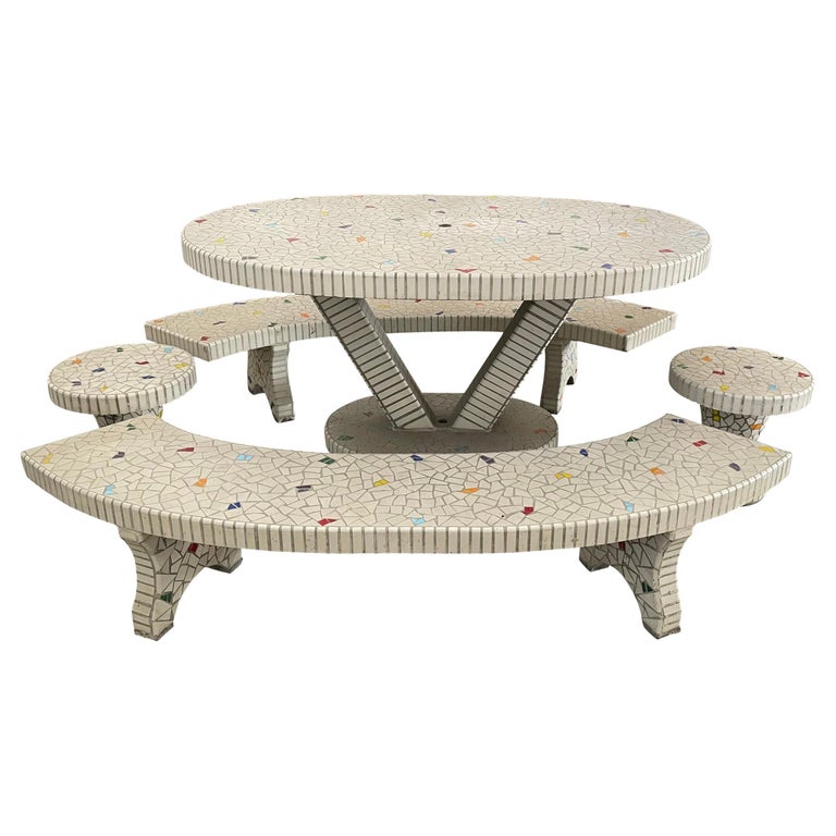 Mosaic Tile Garden Dining Set, France, Mid Century For Sale at 1stDibs