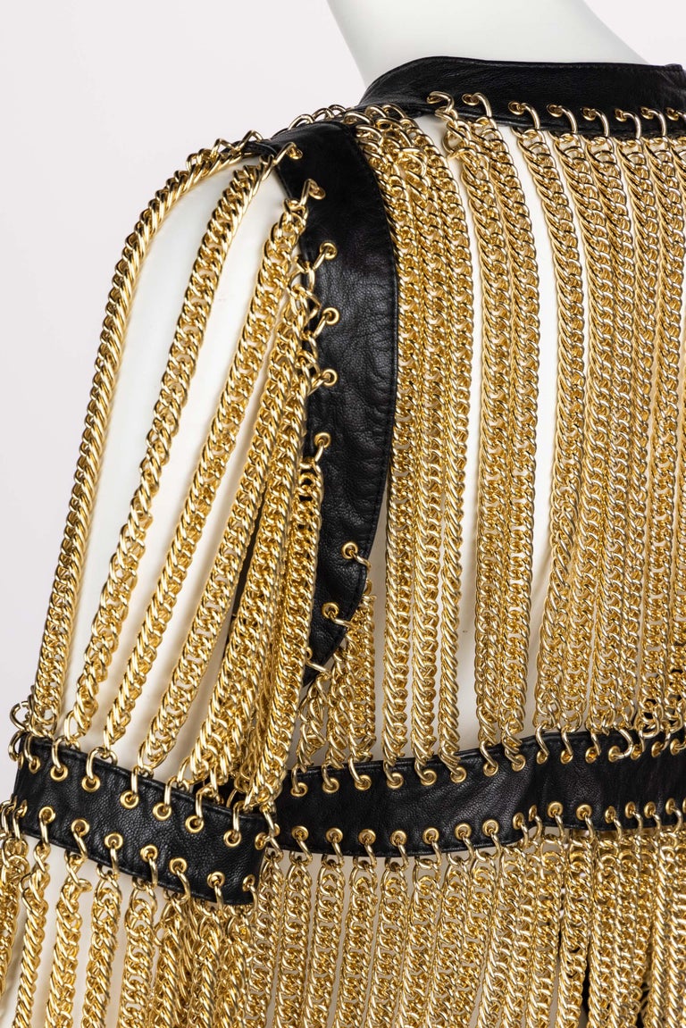 Moschino Archive Gold Chain Leather Jacket JLO Spring 2010 For Sale at ...