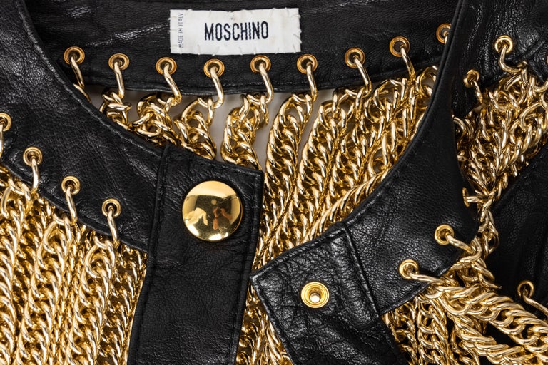 Moschino Archive Gold Chain Leather Jacket JLO Spring 2010 For Sale at ...