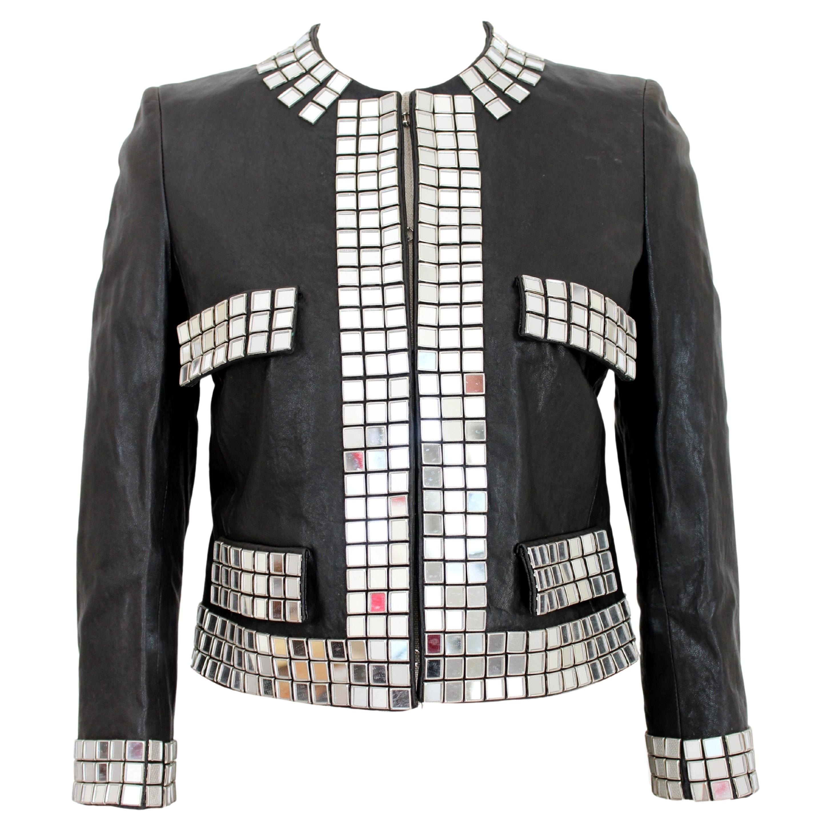 Rare Moschino Mirrored Leather Moto Jacket at 1stDibs