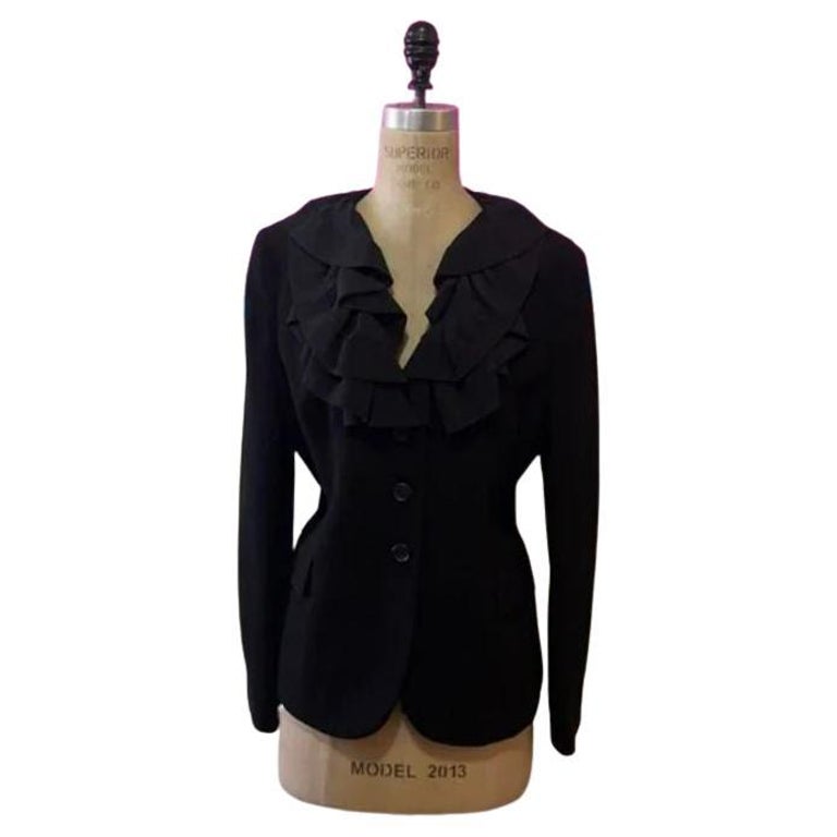 Moschino Black Ruffle Neck Blazer For Sale at 1stDibs