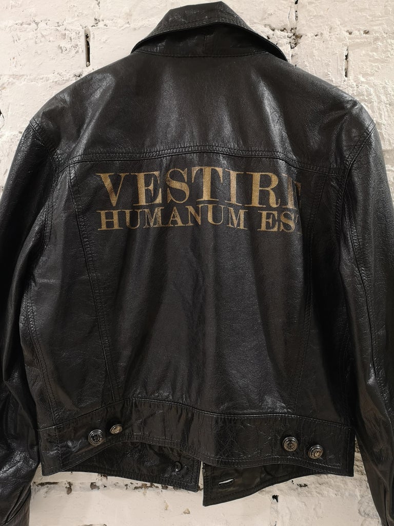 Moschino Black Vestire Humanum Est Jacket at 1stDibs