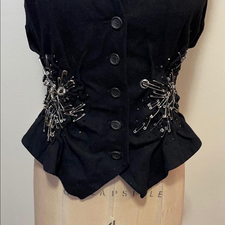 Moschino Black Wool Safety Pin Vest For Sale at 1stDibs