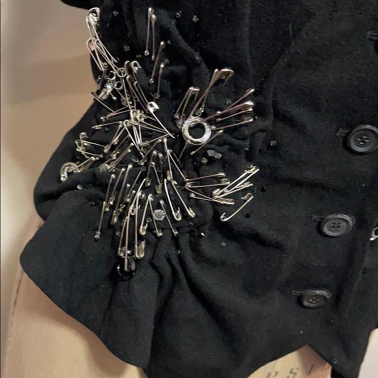 Moschino Black Wool Safety Pin Vest For Sale at 1stDibs