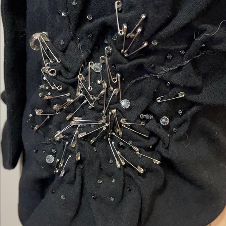 Moschino Black Wool Safety Pin Vest For Sale at 1stDibs