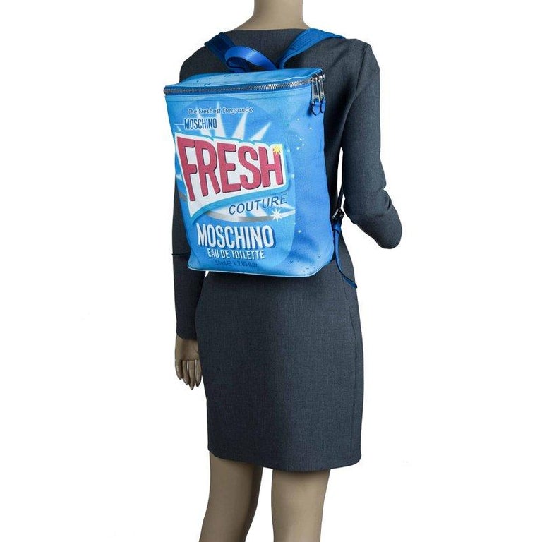 Moschino Blue PVC Fresh Couture Print Backpack For Sale at 1stDibs