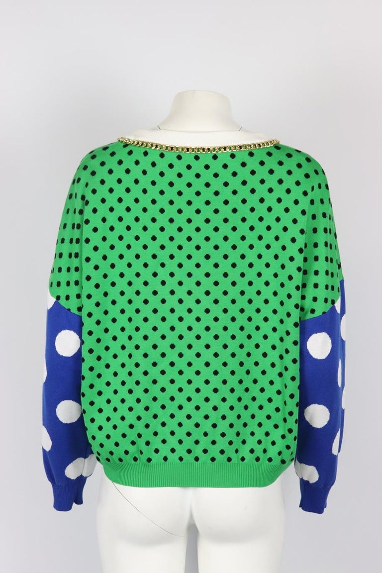 Moschino Chain Detailed Polka Dot Cotton Sweater It 44 Uk 12 For Sale ...