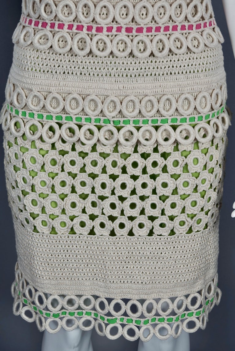 MOSCHINO CHEAP and CHIC Color Block Ecru Crochet Dress at 1stDibs