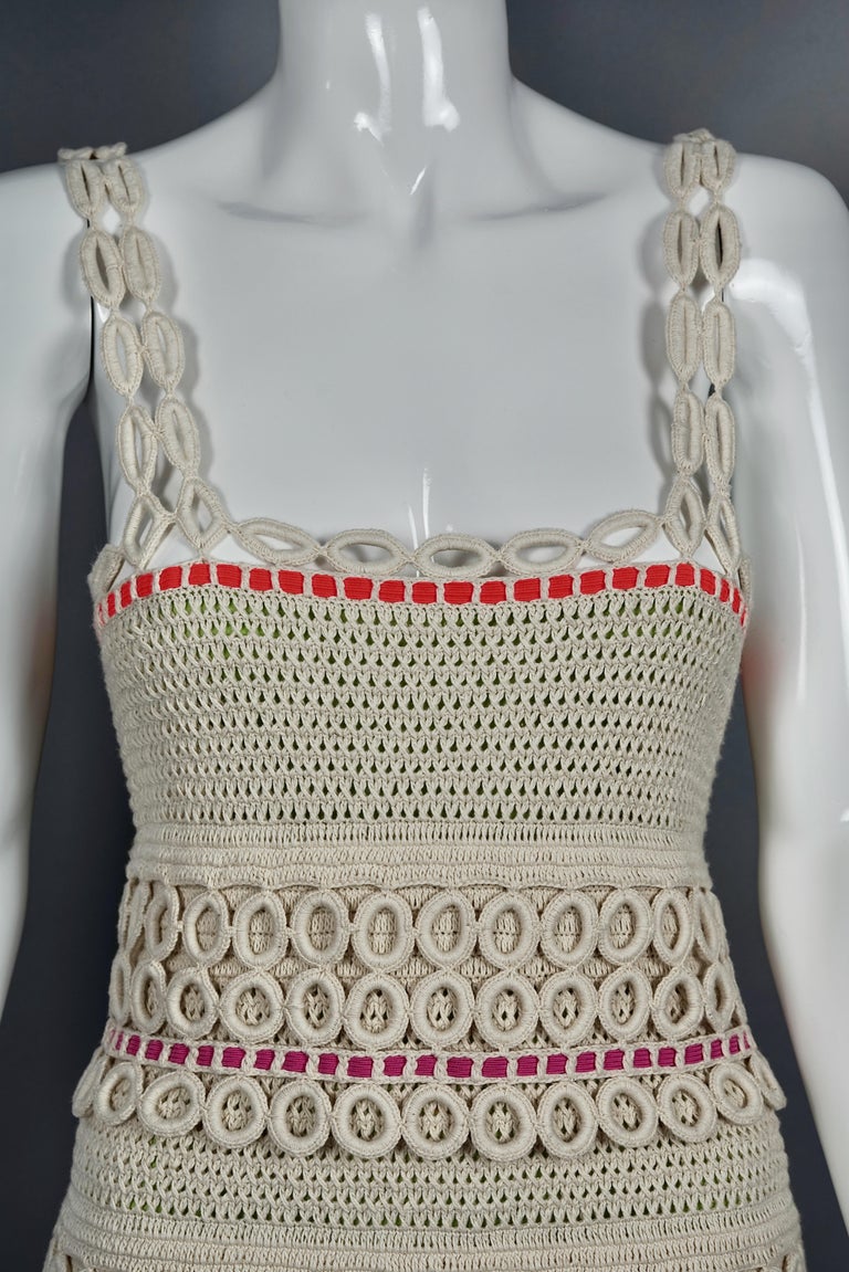 MOSCHINO CHEAP and CHIC Color Block Ecru Crochet Dress at 1stDibs