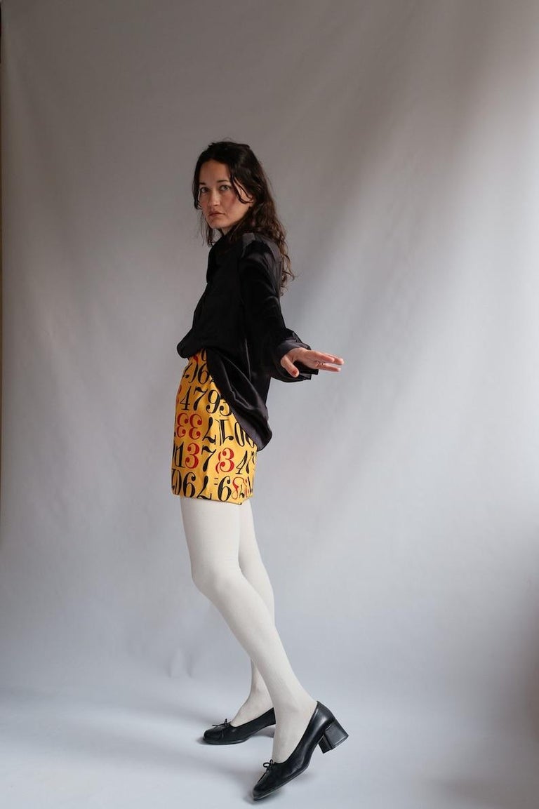 Moschino Cheap and Chic Iconic Yellow Pencil Skirt with Black and red ...