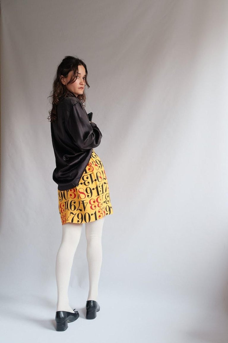 Moschino Cheap and Chic Iconic Yellow Pencil Skirt with Black and red ...