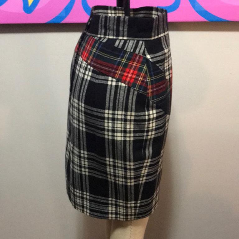 Moschino Cheap and Chic Question Mark Plaid Skirt For Sale at 1stDibs