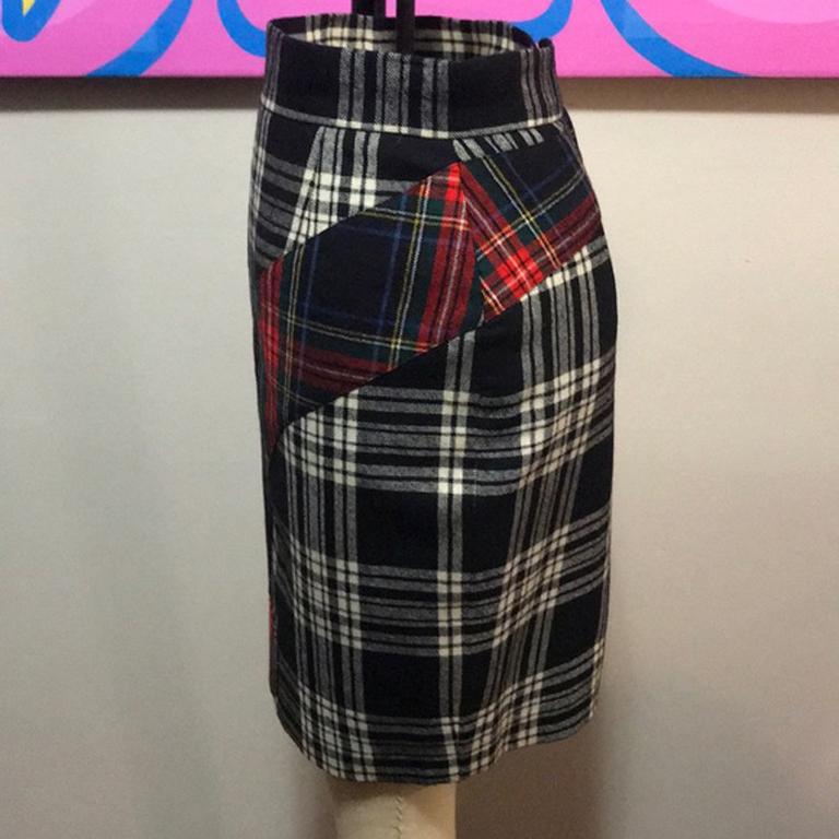 Moschino Cheap and Chic Question Mark Plaid Skirt For Sale at 1stDibs