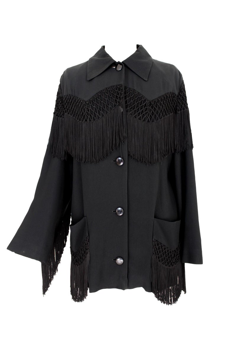 Moschino Couture Black Fringe Country Western Jacket 1980s at 1stDibs ...