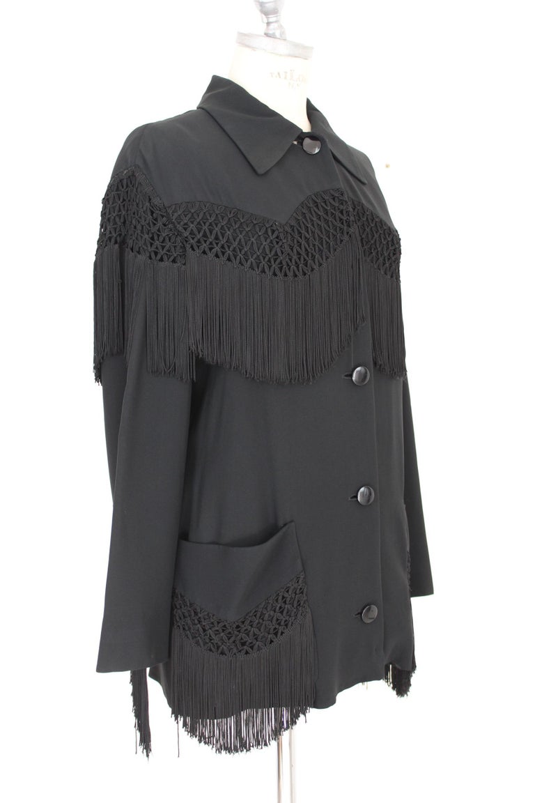 Moschino Couture Black Fringe Country Western Jacket 1980s at 1stDibs ...