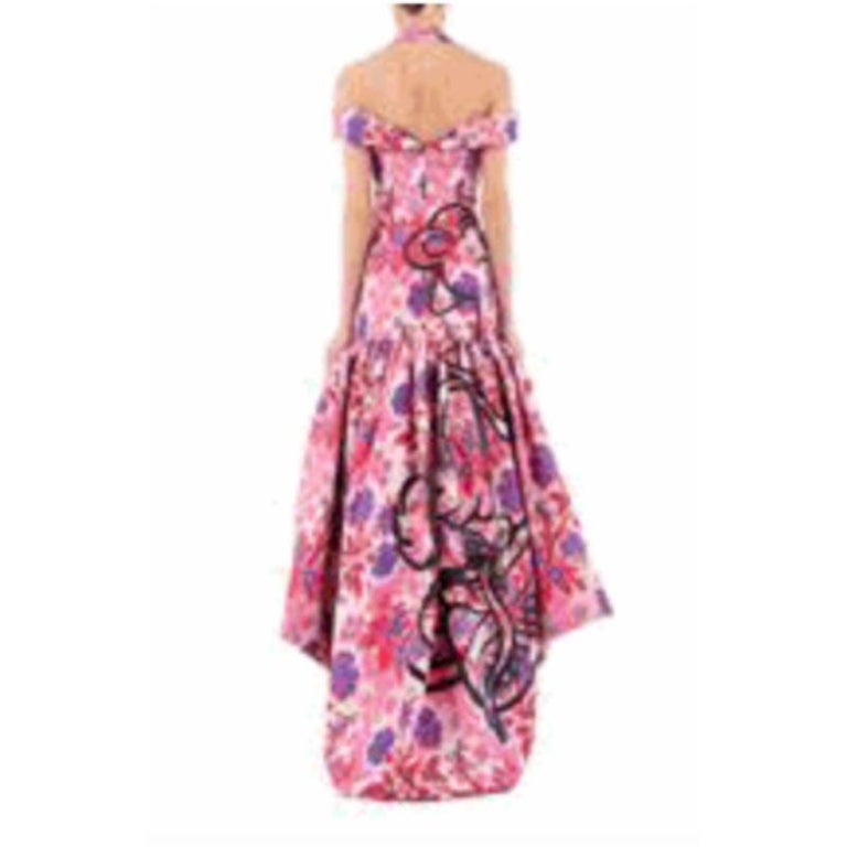 Moschino Couture Jeremy Scott Cartoon Animated Pink Purple Floral Gown ...