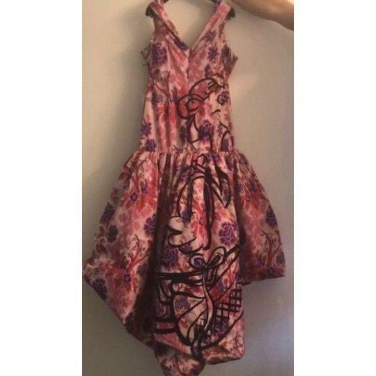 Moschino Couture Jeremy Scott Cartoon Animated Pink Purple Floral Gown ...