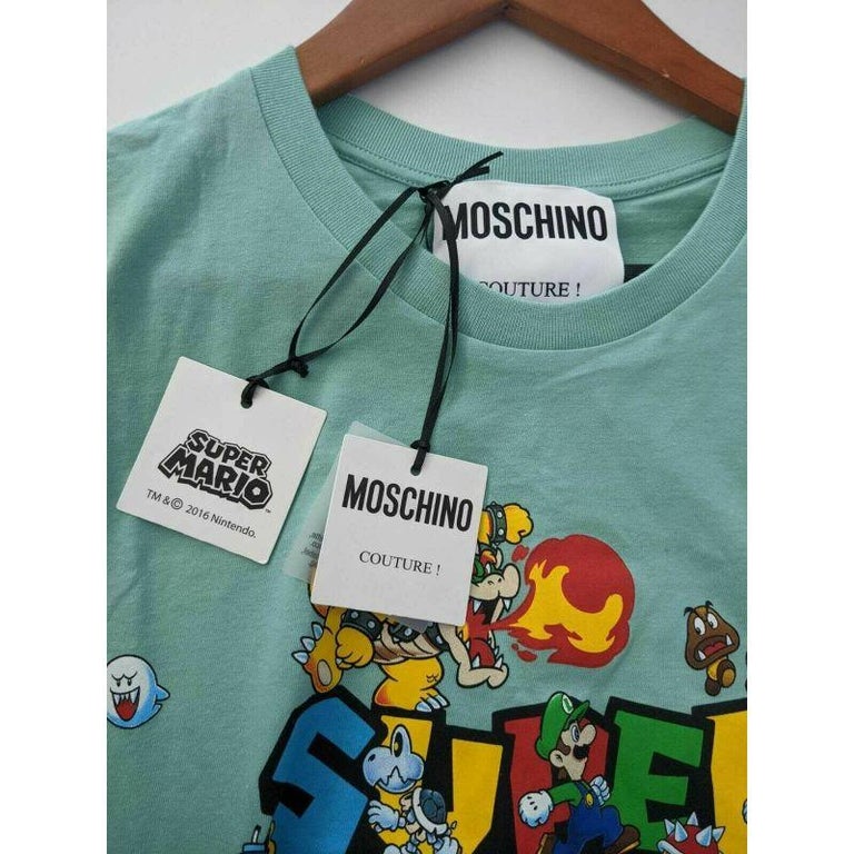 Moschino Couture Jeremy Scott Super Mario Team Nintendo Green T-Shirt ...