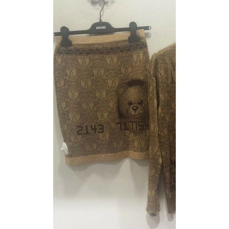Moschino Couture Jeremy Scott Teddy Bear Gold Credit Card Skirt Ready ...