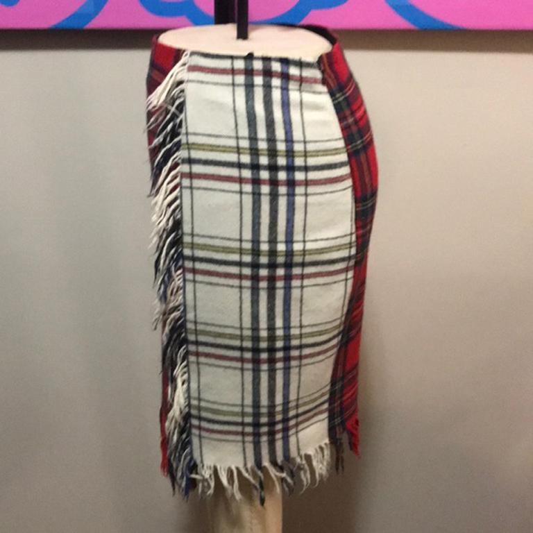 Moschino Couture Plaid Patchwork Skirt Pencil For Sale at 1stDibs