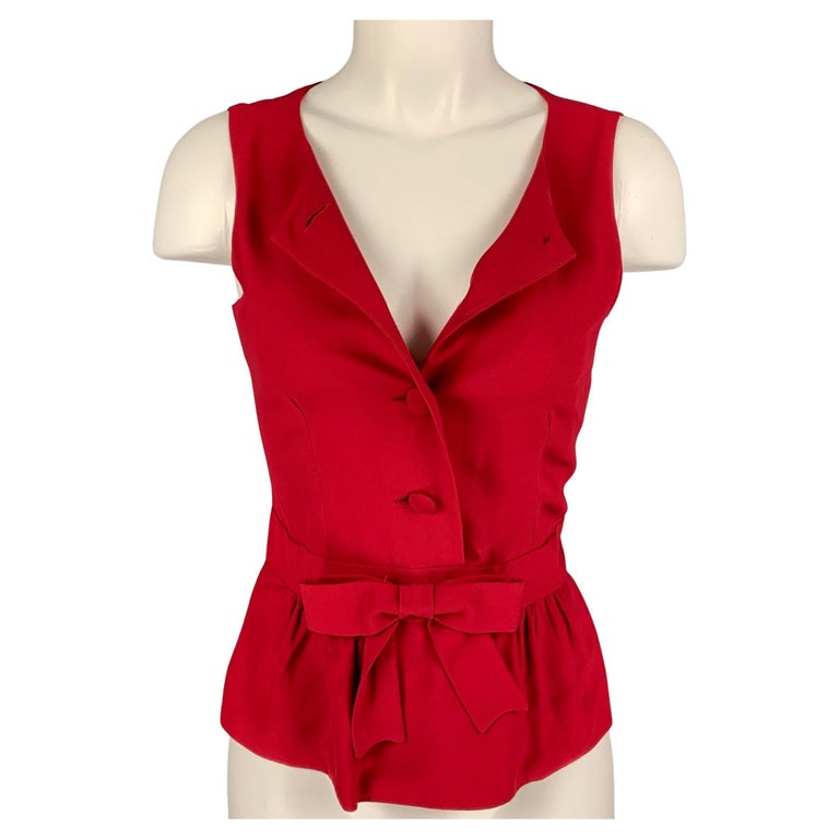 MOSCHINO COUTURE Size 8 Red Acetate Rayon Sleeveless Blouse For Sale at ...
