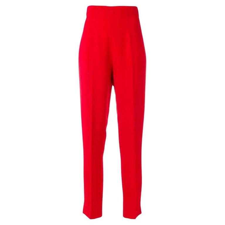 Moschino Couture Vintage red high waist 90s trousers For Sale at 1stDibs