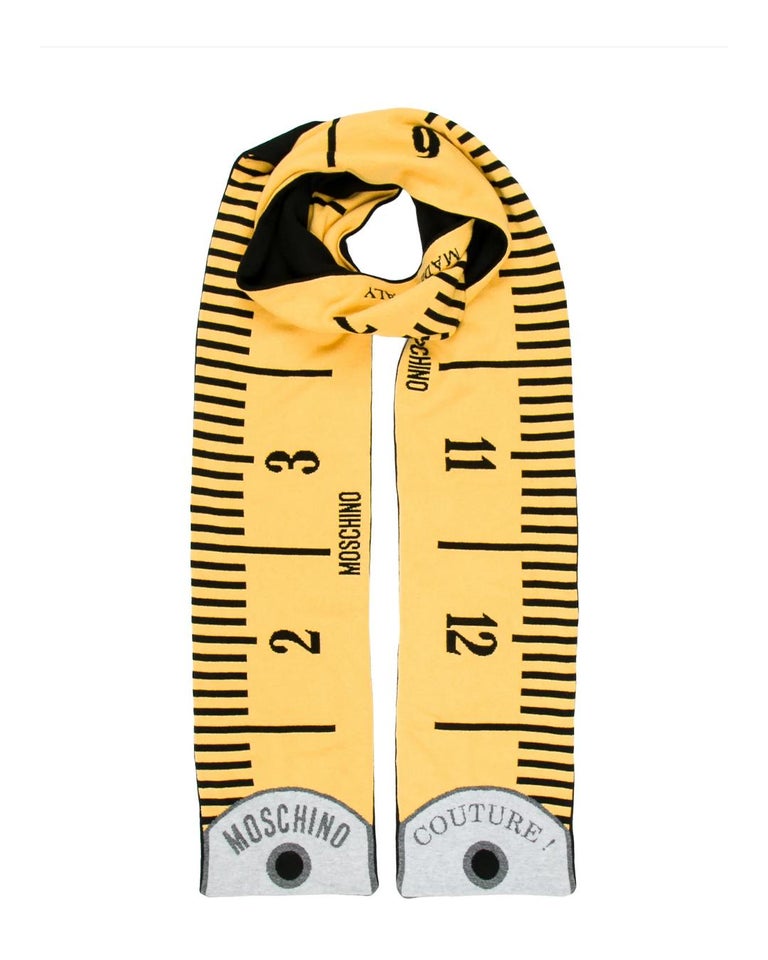 Moschino Couture yellow black long cashmere wool tape measure ruler ...