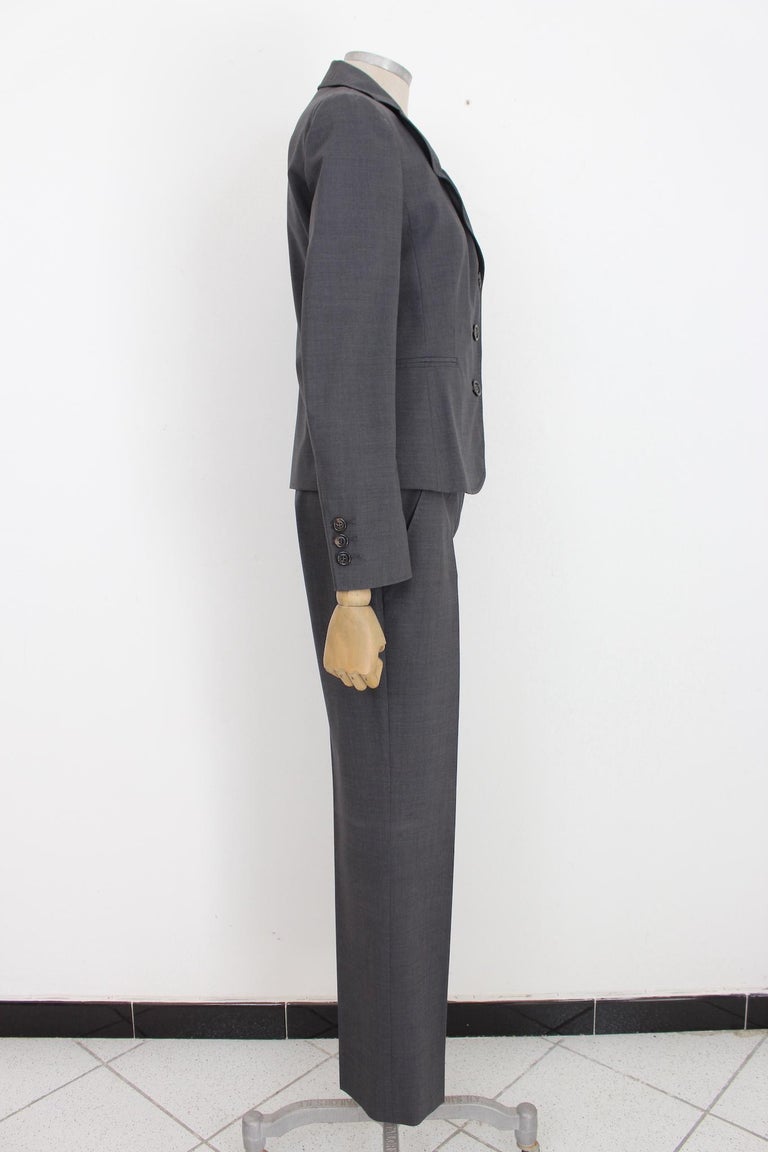 Moschino Gray Wool Classic Suit Pants For Sale at 1stDibs