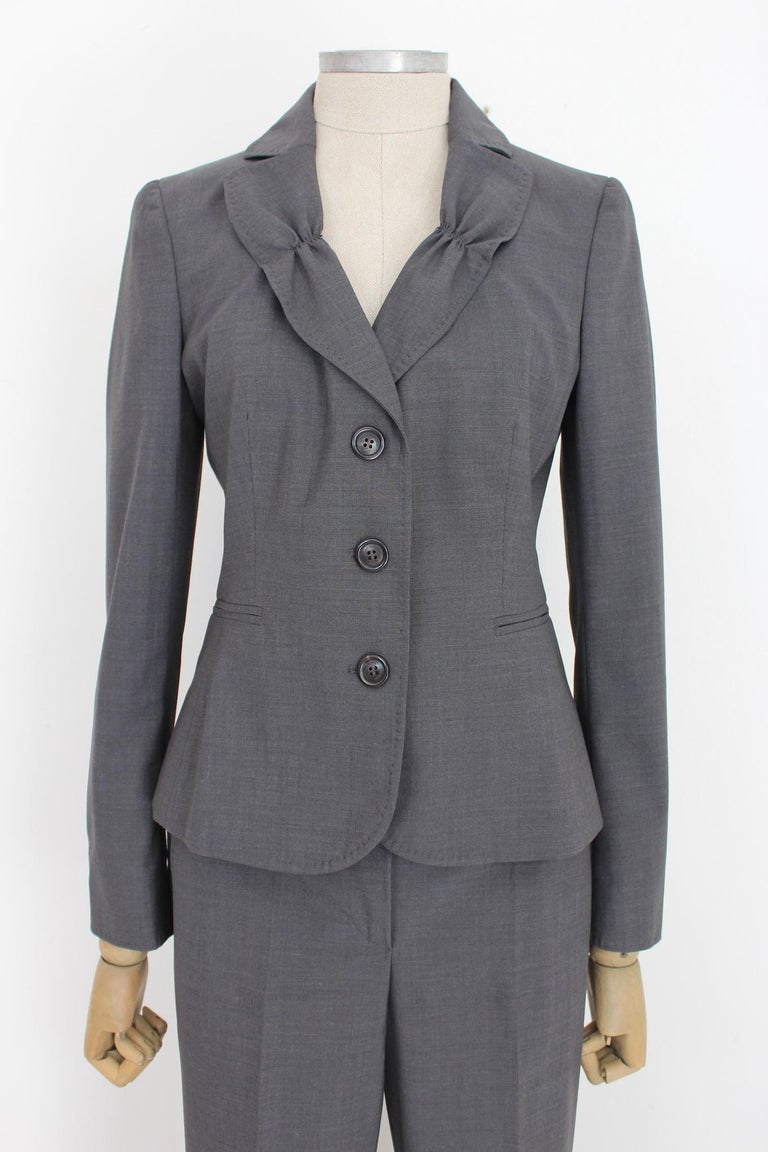 Moschino Gray Wool Classic Suit Pants For Sale at 1stDibs