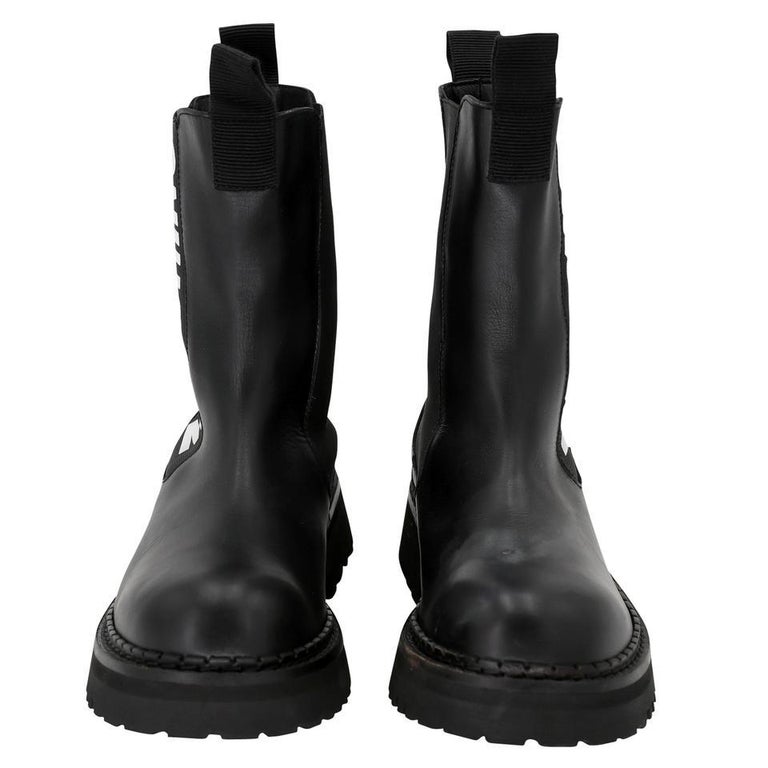 Moschino Logo 7 Leather Commando Short Boots MC-0819P-0002 For Sale at ...