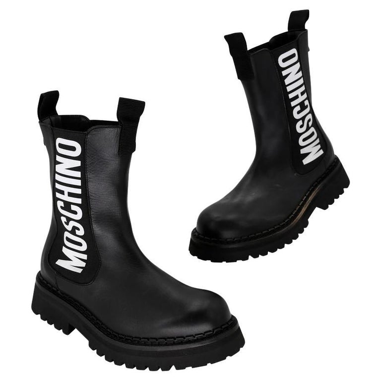 Moschino Logo 7 Leather Commando Short Boots MC-0819P-0002 For Sale at ...
