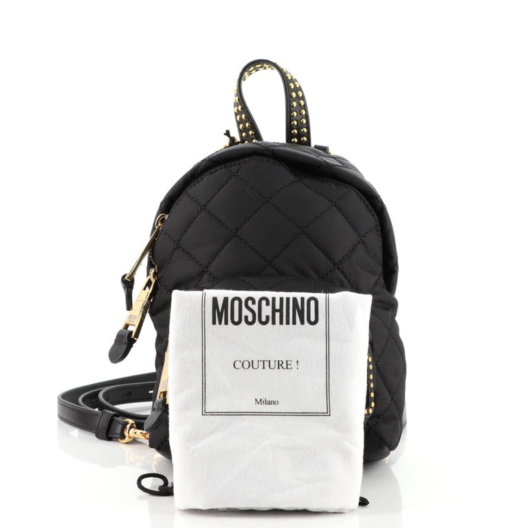 Moschino Logo Backpack Studded Quilted Nylon Mini For Sale at 1stDibs