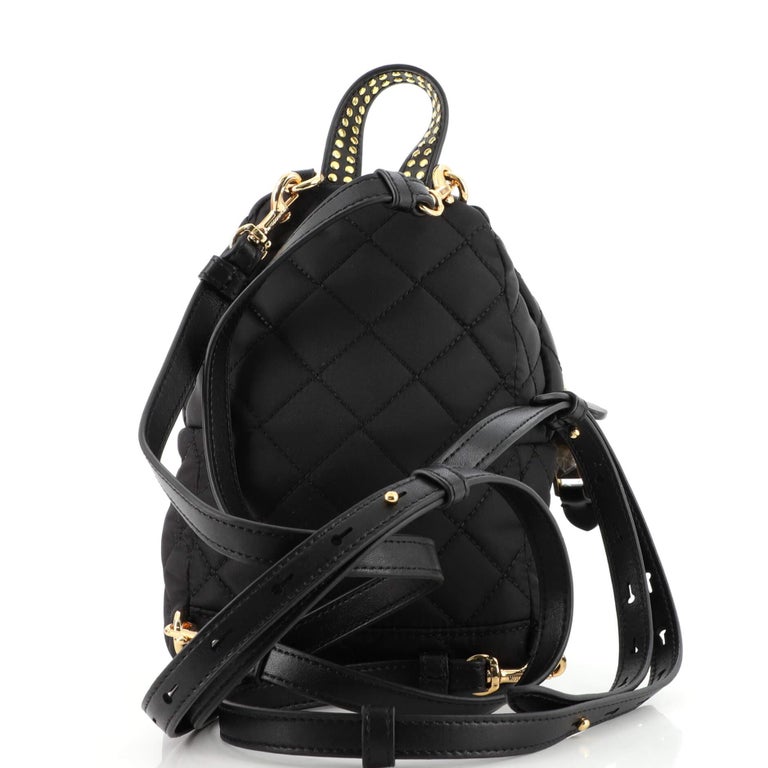 Moschino Logo Backpack Studded Quilted Nylon Mini For Sale at 1stDibs