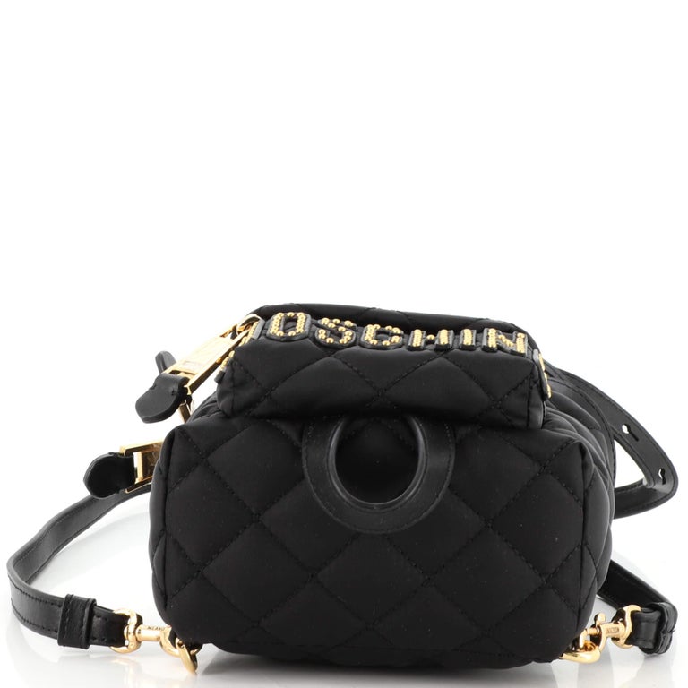 Moschino Logo Backpack Studded Quilted Nylon Mini For Sale at 1stDibs
