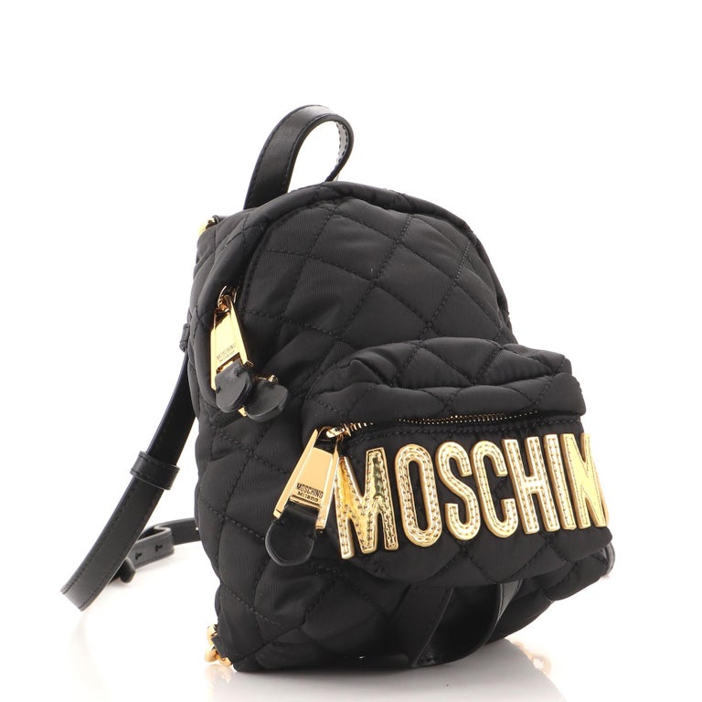 Moschino Logo Patch Backpack Quilted Nylon Mini For Sale at 1stDibs