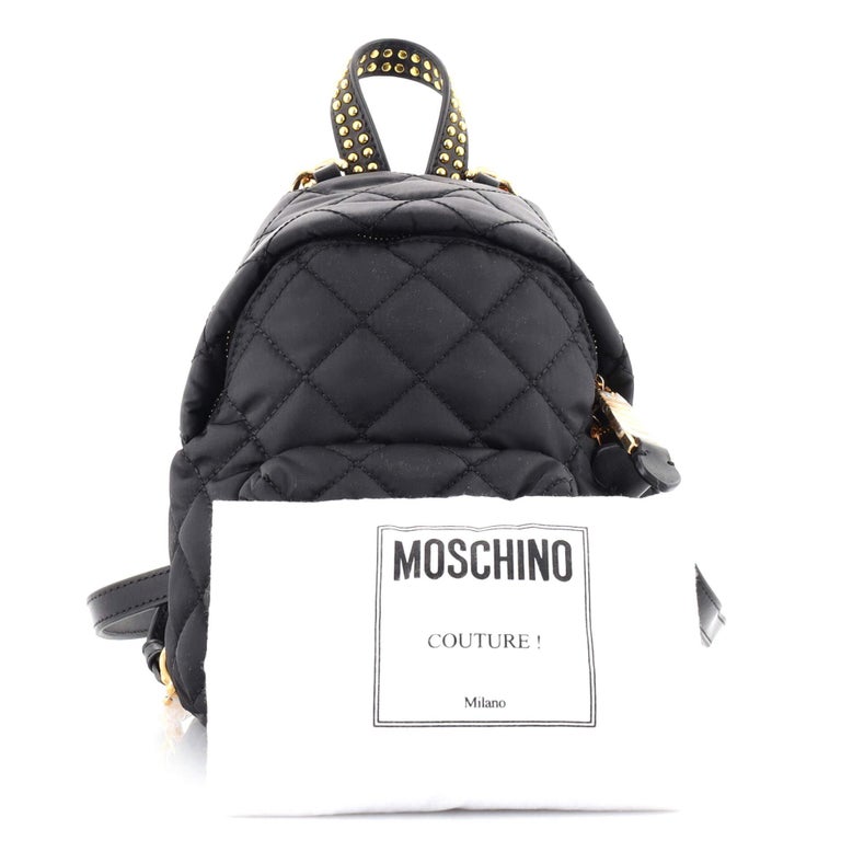 Moschino Logo Zip Around Backpack Studded Quilted Nylon Mini at 1stDibs