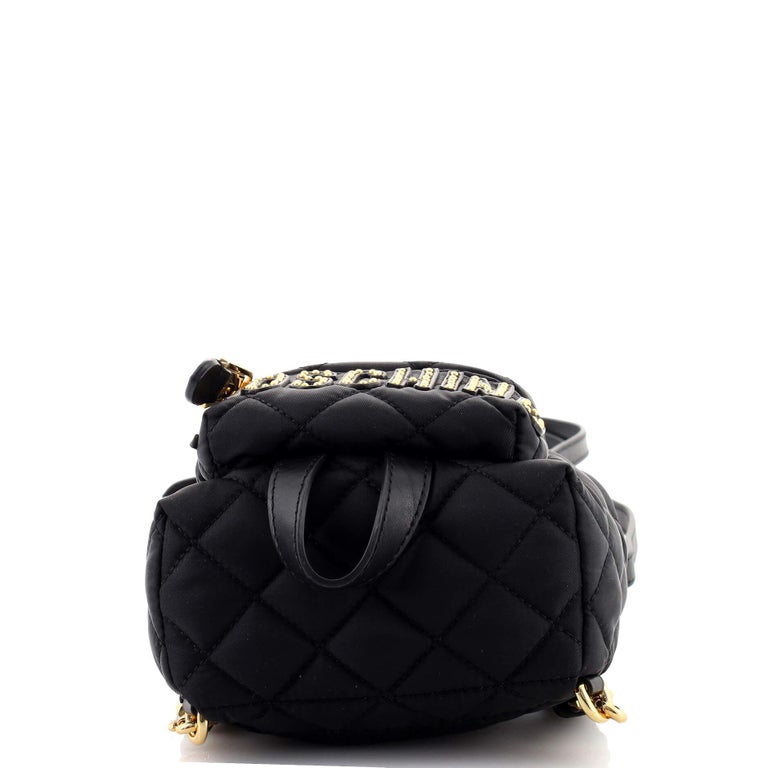 Moschino Logo Zip Around Backpack Studded Quilted Nylon Mini For Sale ...