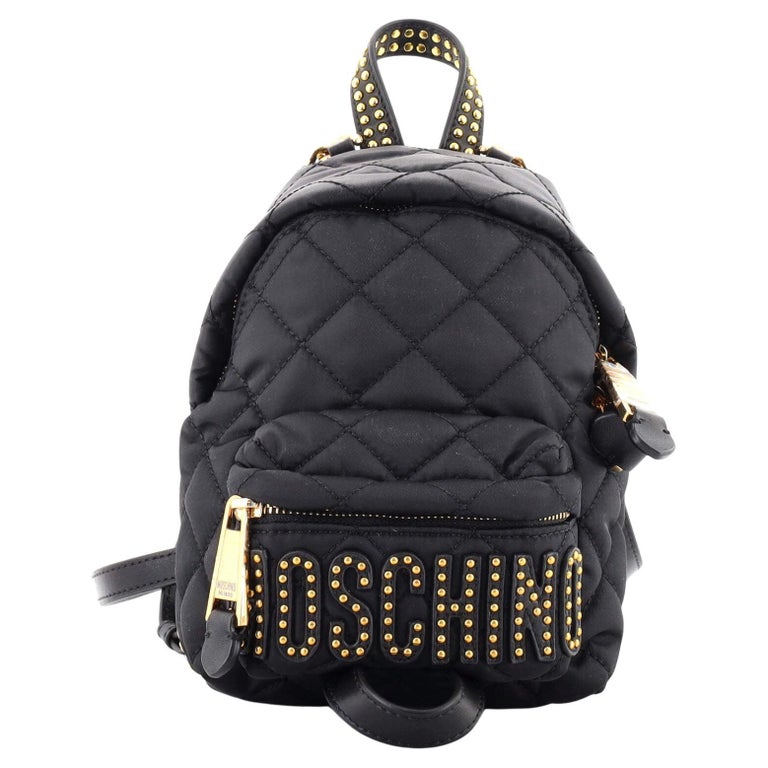 Moschino Logo Zip Around Backpack Studded Quilted Nylon Mini at 1stDibs