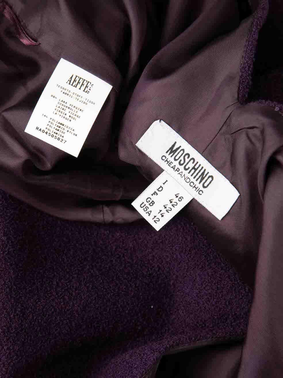 Moschino Purple Wool Dress Suit Set Size XL For Sale at 1stDibs
