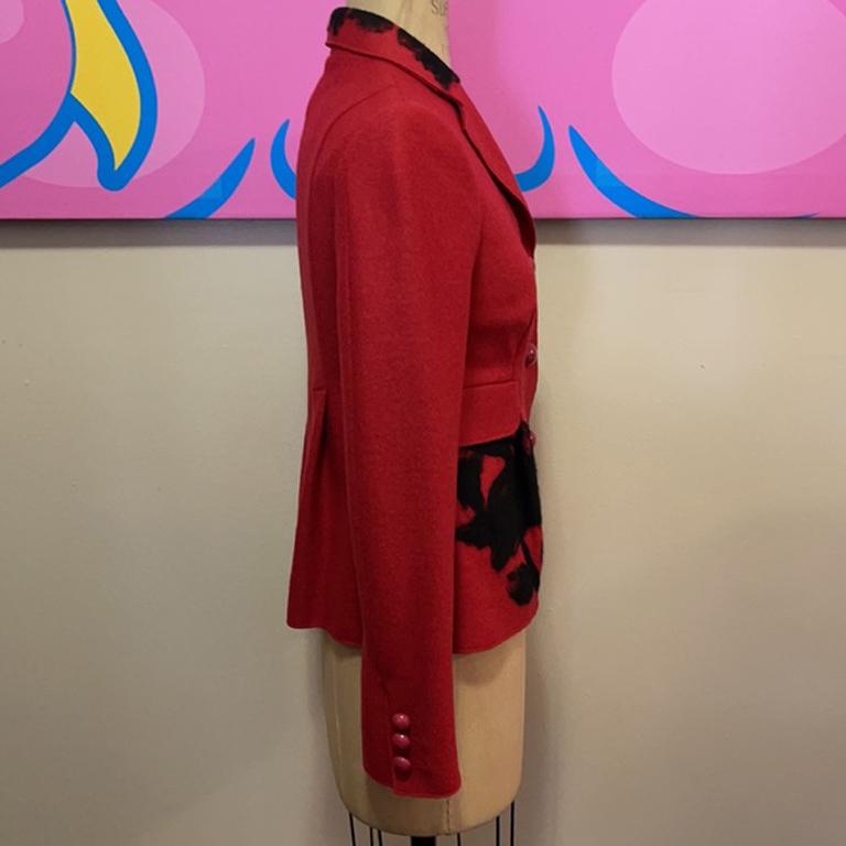 Moschino Red Black Wool Riding Jacket For Sale at 1stDibs