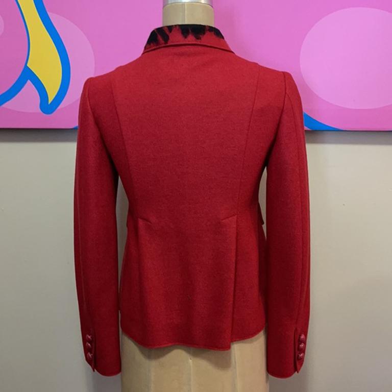 Moschino Red Black Wool Riding Jacket For Sale at 1stDibs