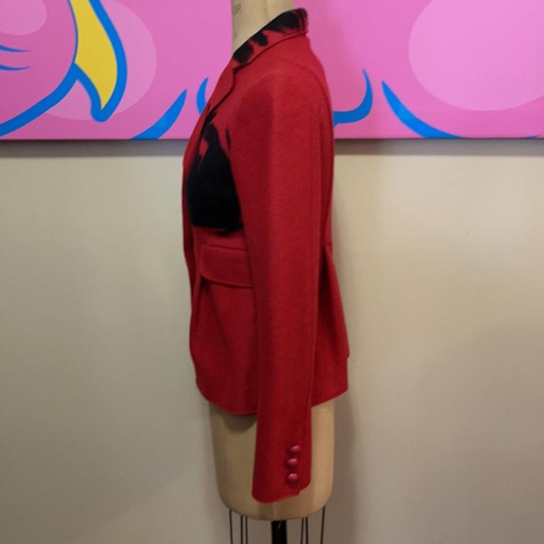 Moschino Red Black Wool Riding Jacket For Sale at 1stDibs