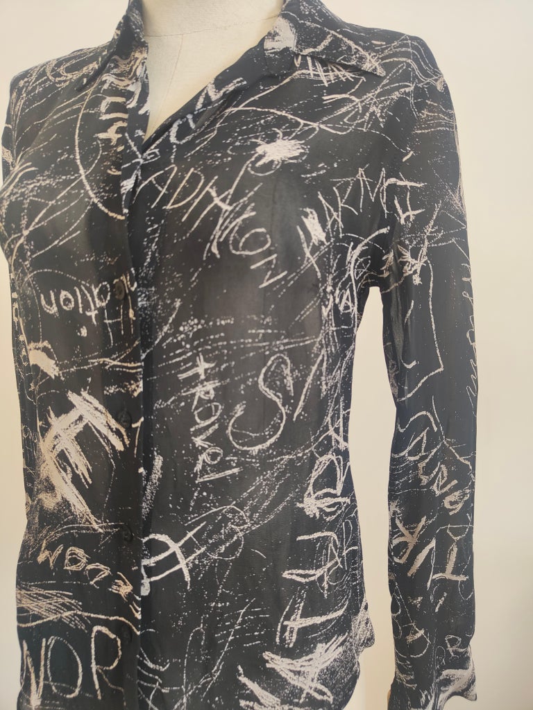Moschino see through graffiti shirt For Sale at 1stDibs
