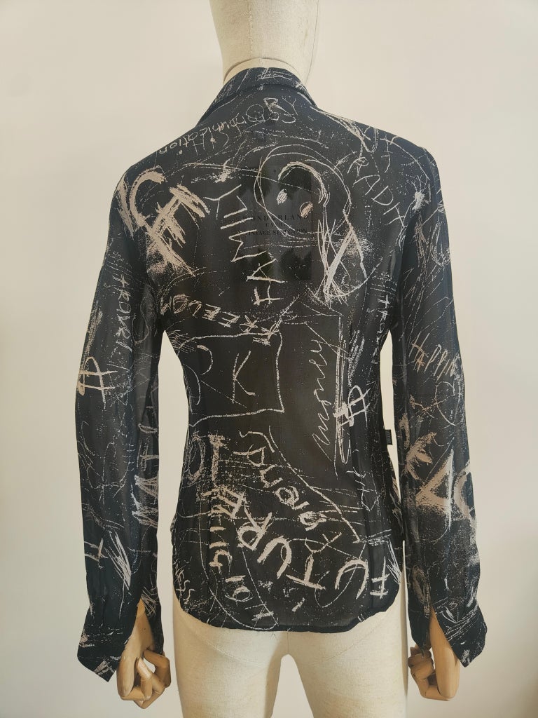 Moschino see through graffiti shirt For Sale at 1stDibs