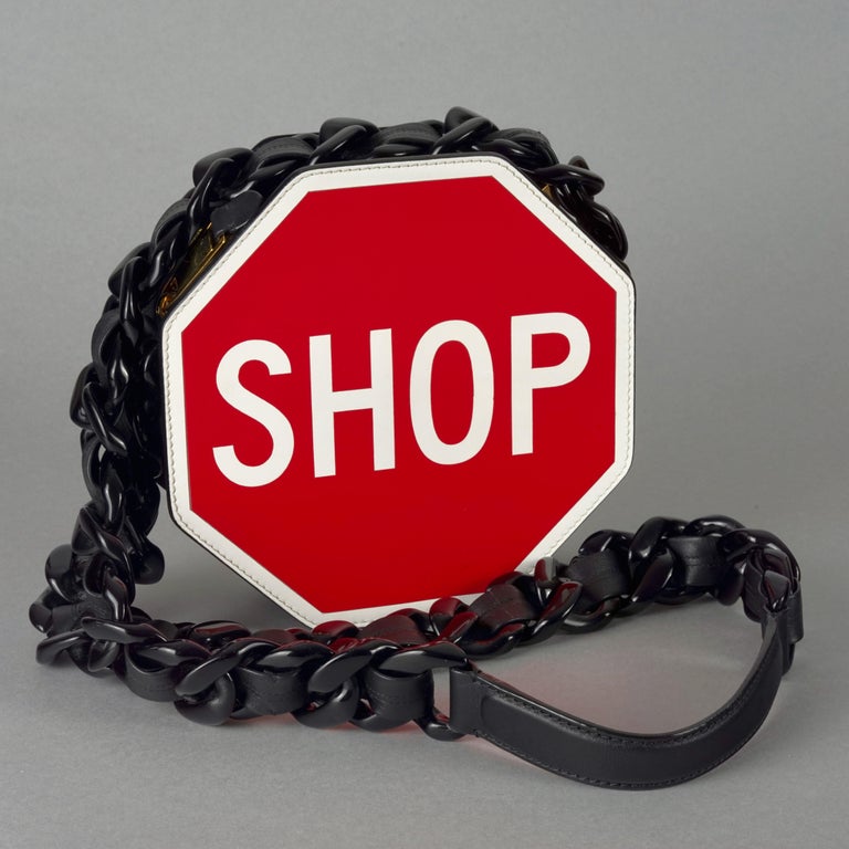 MOSCHINO "SHOP" Stop Sign Novelty Shoulder Bag at 1stDibs