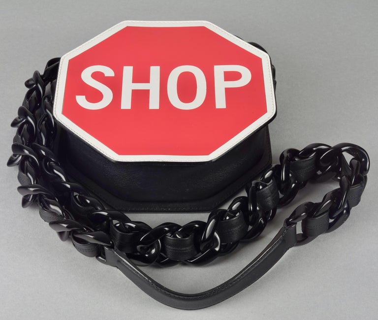 MOSCHINO "SHOP" Stop Sign Novelty Shoulder Bag at 1stDibs