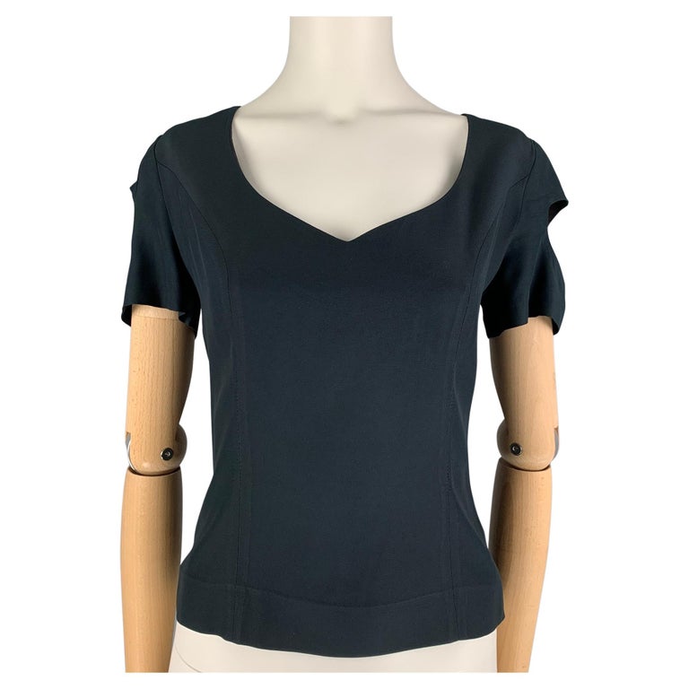 MOSCHINO Size 6 Black Acetate Rayon Short Sleeve Pullover For Sale at ...