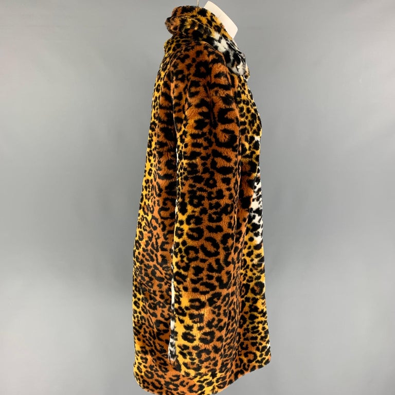 MOSCHINO Size M Brown Black White Modacrylic Blend Animal Print Coat ...